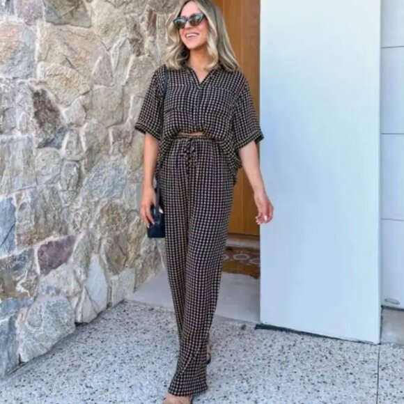 DISSH | Tops | Dissh Mae Blackcream Geo Vacation Shirt And Pants Set ...